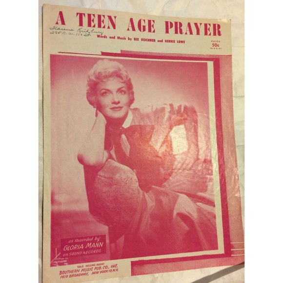 Other | A Teen Age Prayer By Gloria Mann Sheet Music Bix Reichner And ...